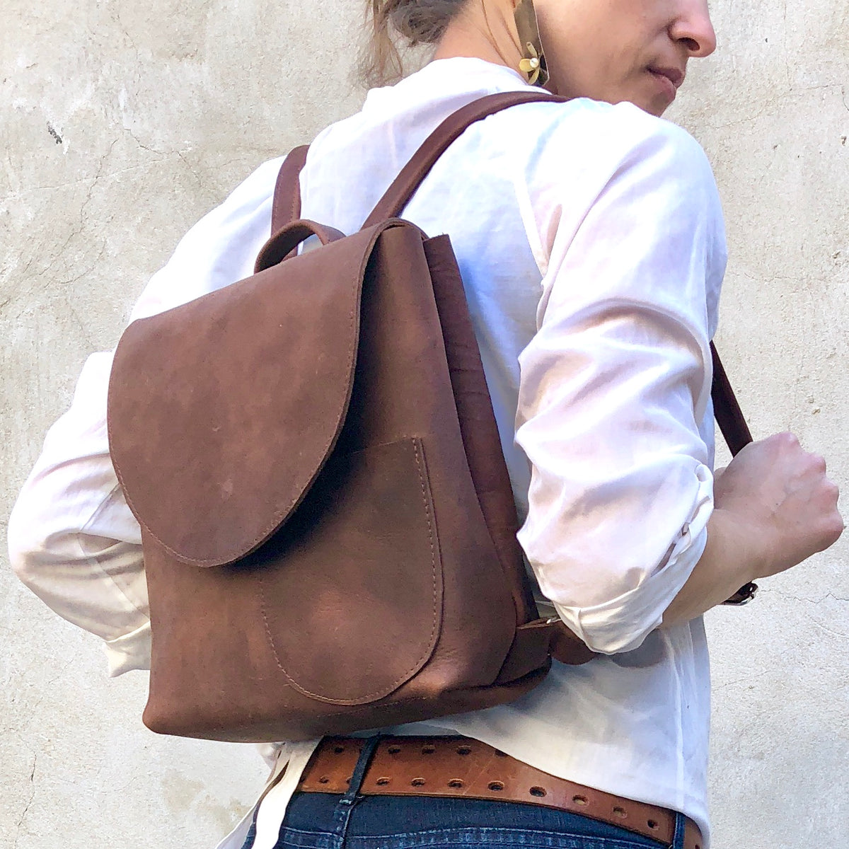 Small brown backpack, travel bag – Urban Artisan Boutique